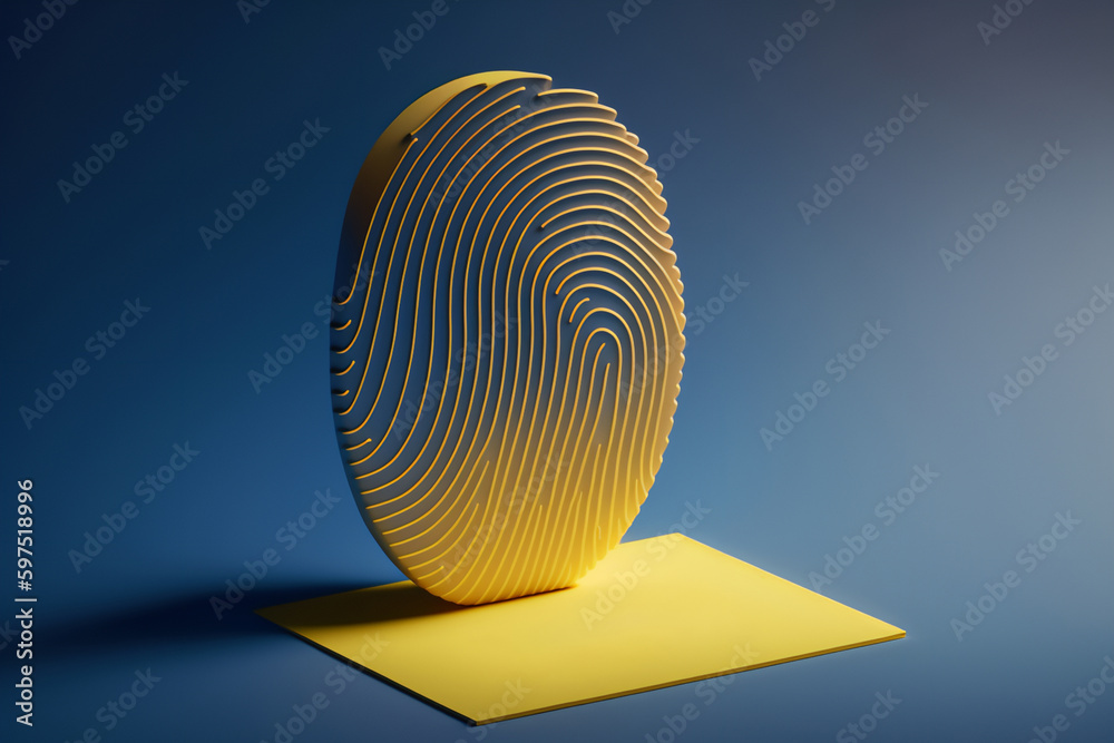 fingerprint model made of yellow lines, identity or identification ...