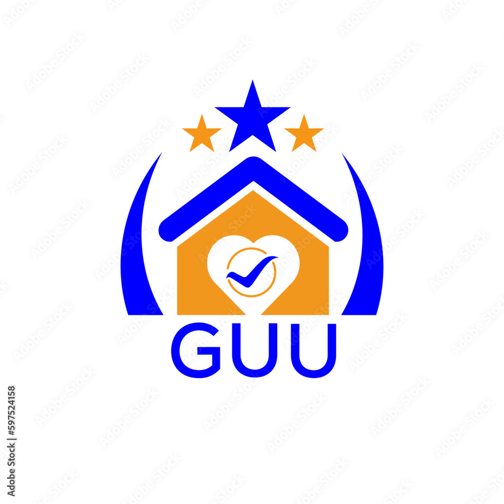 GUU House logo Letter logo and icon. Blue vector image on white ...
