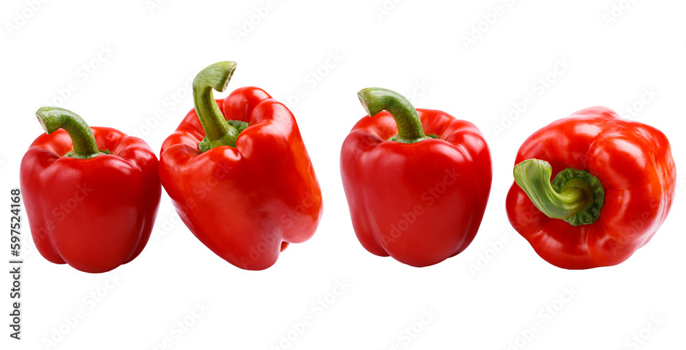 Poster set of red paprika isolated on white background – Wall Art ...