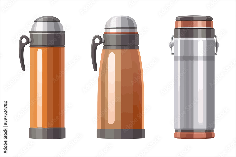 Cartoon thermos. Isolated on background. Cartoon . Generative AI Stock ...
