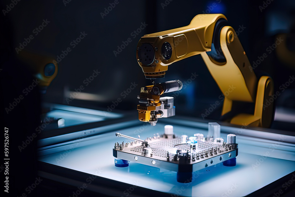 Robots are producing chips. AI technology generated image Stock ...