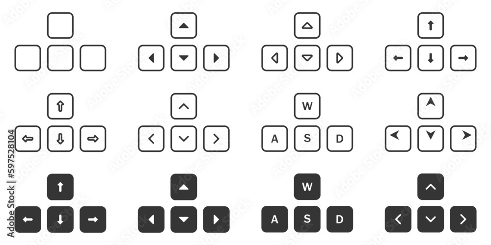Computer keys vector set. Computer buttons arrows and letters vector ... Computer keys vector set. Computer buttons arrows and letters vector ...