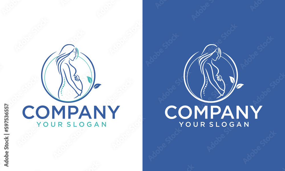 pregnant woman logo modern flat design illustration. Pregnancy Logo ...