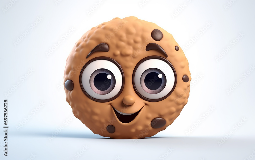 Illustration of cartoon cookie with emotion. A cookie character with a ...
