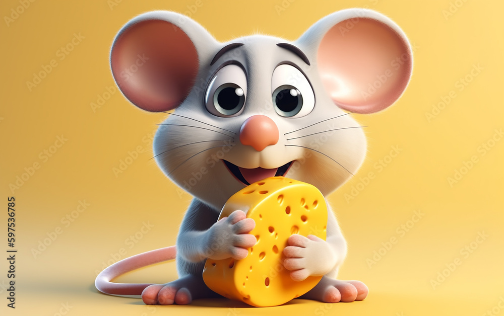 Illustration of a cartoon mouse with emotion.A cheerful mouse ...