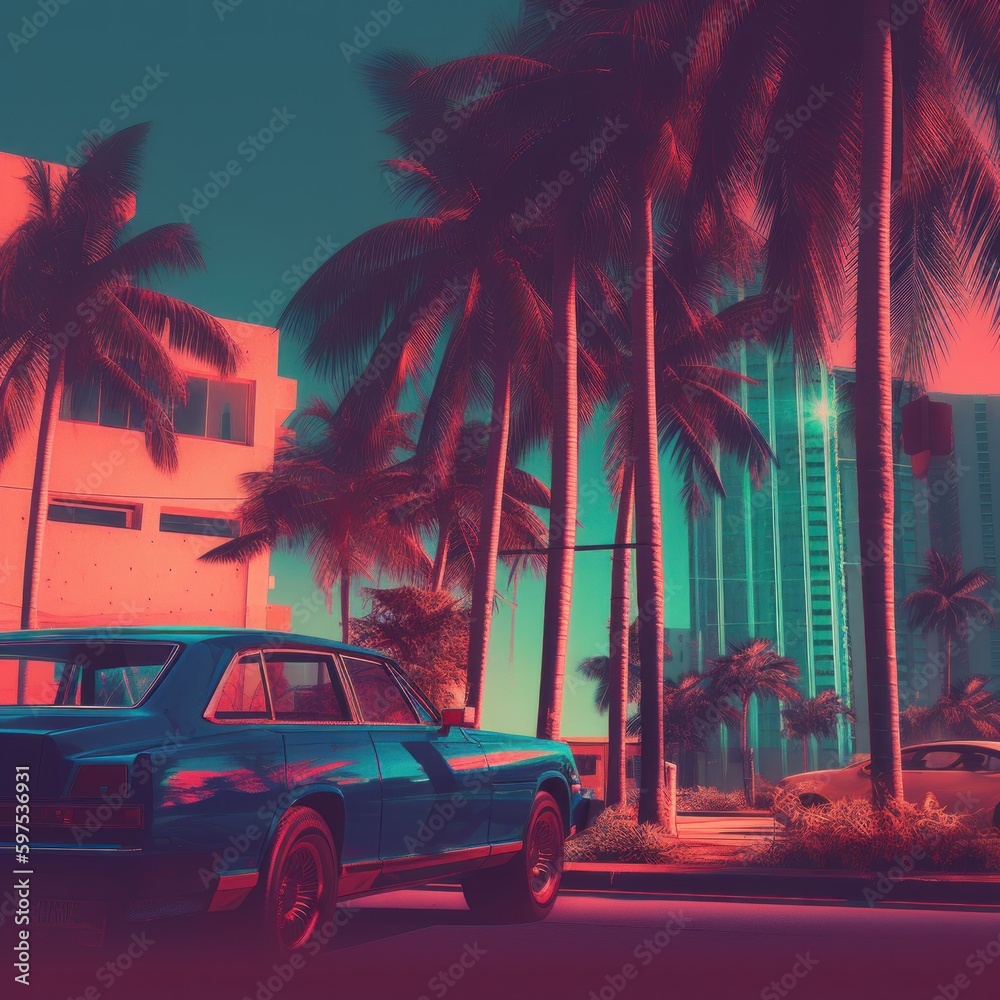 Miami Vibes Wallpaper Background Stock Illustration | Adobe Stock