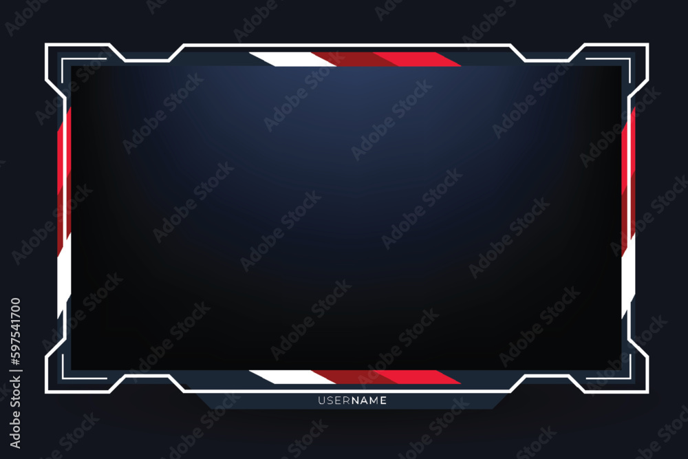 Vetor de Stream overlay. Dark theme gaming video template with game ...