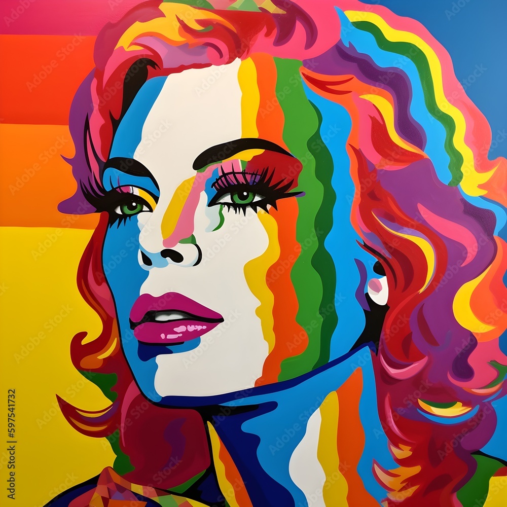 Colorful PRIDE art illustration of a trans person hair and face painted ...