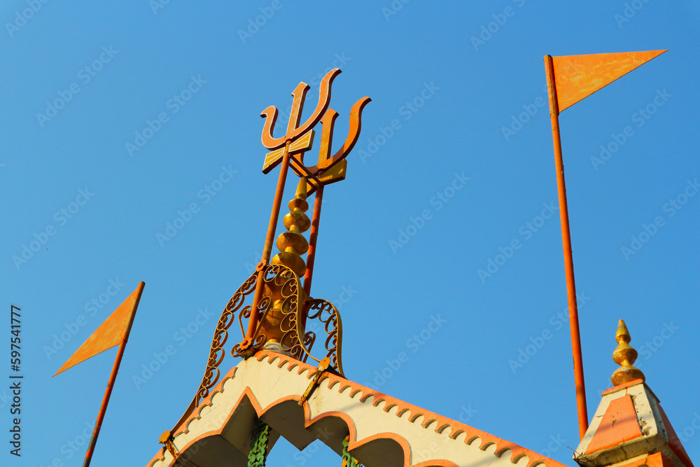 Trident of Shiva on the gate of the Shiva Temple in Rishikesh, India ...