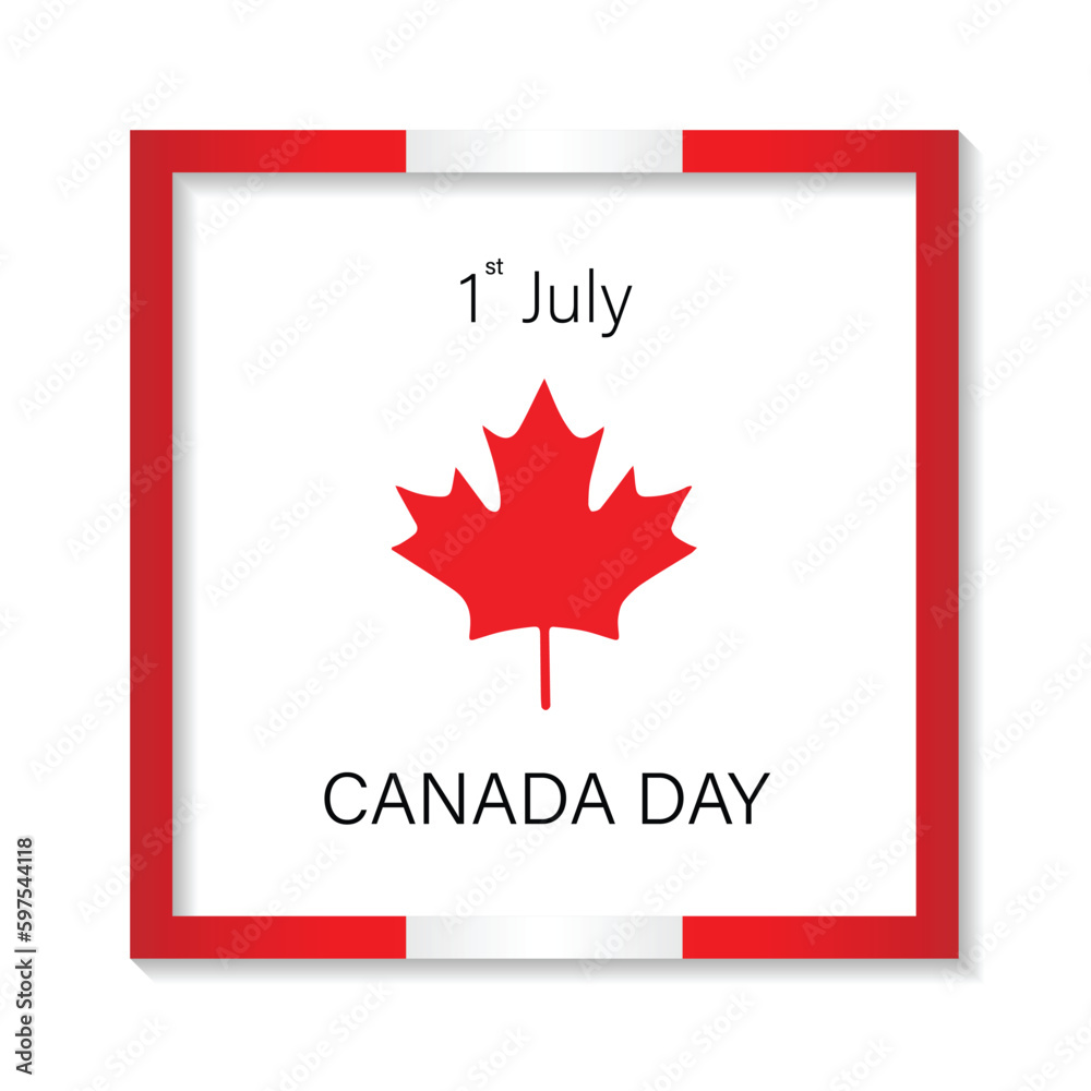 Canada nation dominion day sign, 1st July, graphic design with flag ...