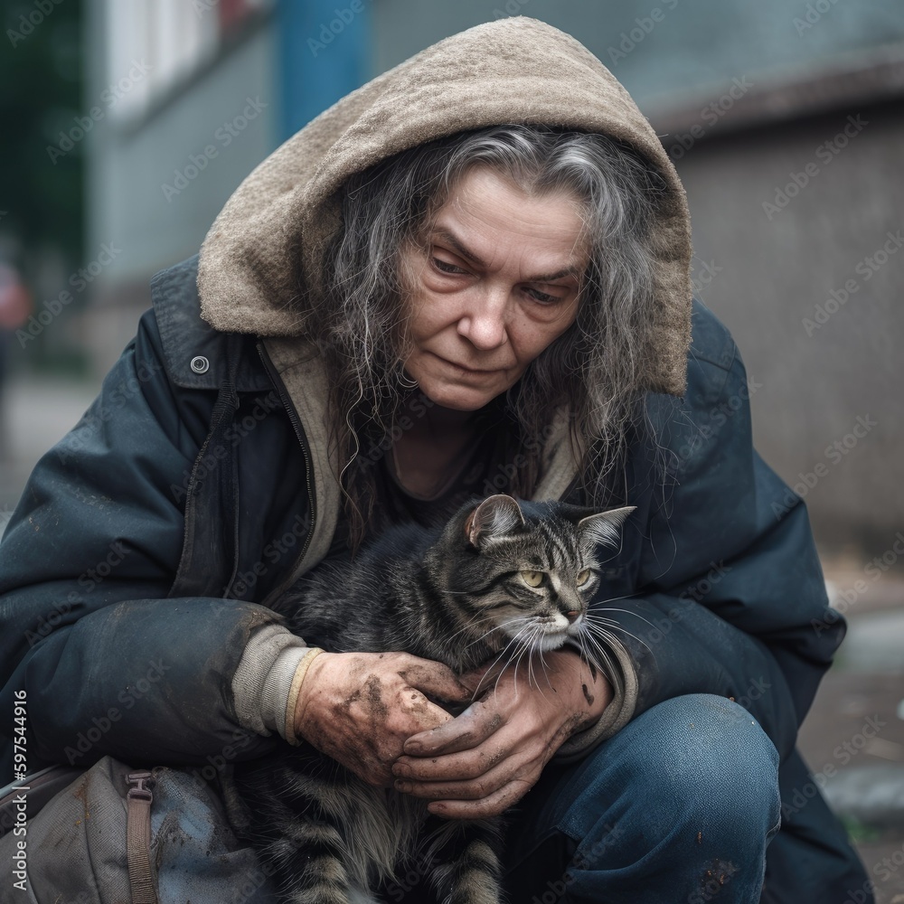Emotional Portrait of a Drug-Addicted Woman and Her Feline Companion ...