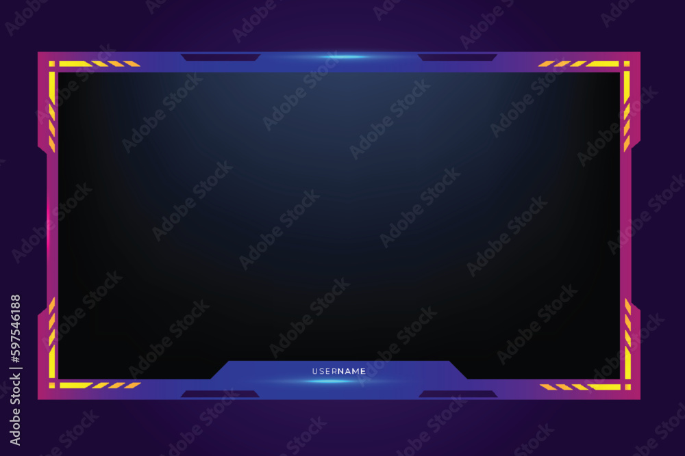 Twitch stream panel overlay template. Digital streaming screen ...