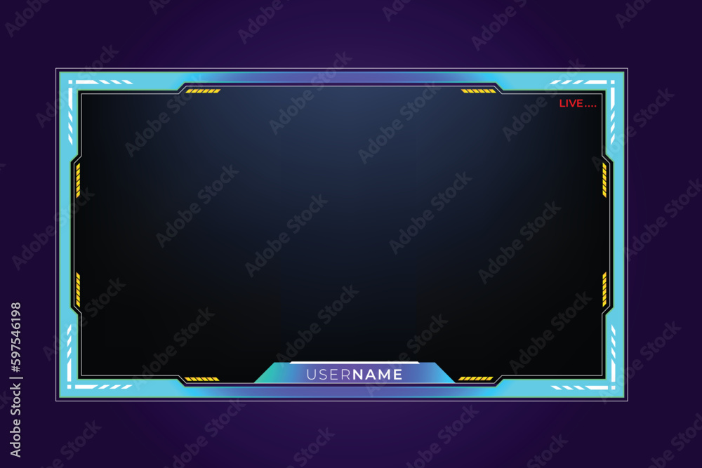 Vetor de Twitch stream panel overlay template. Digital streaming screen ...