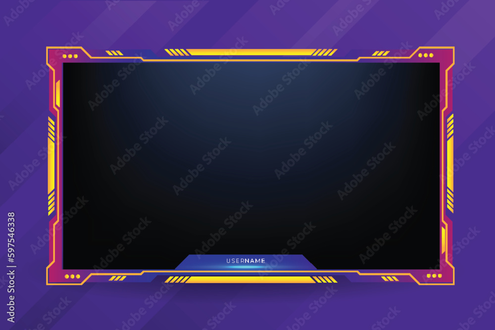 Twitch stream panel overlay template. Digital streaming screen ...