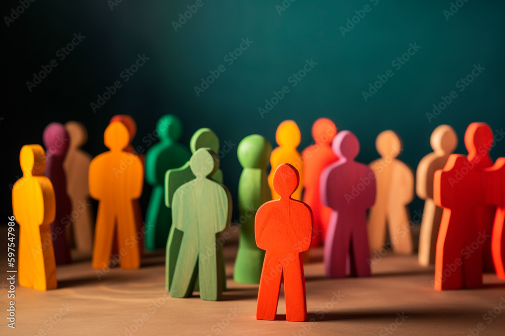 A crowd of colored figures as a symbol of diversity and inclusion ...
