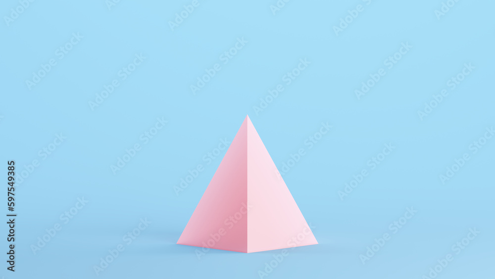 Pink Pyramid Geometric Shape Solid Face Structure Kitsch Blue ...