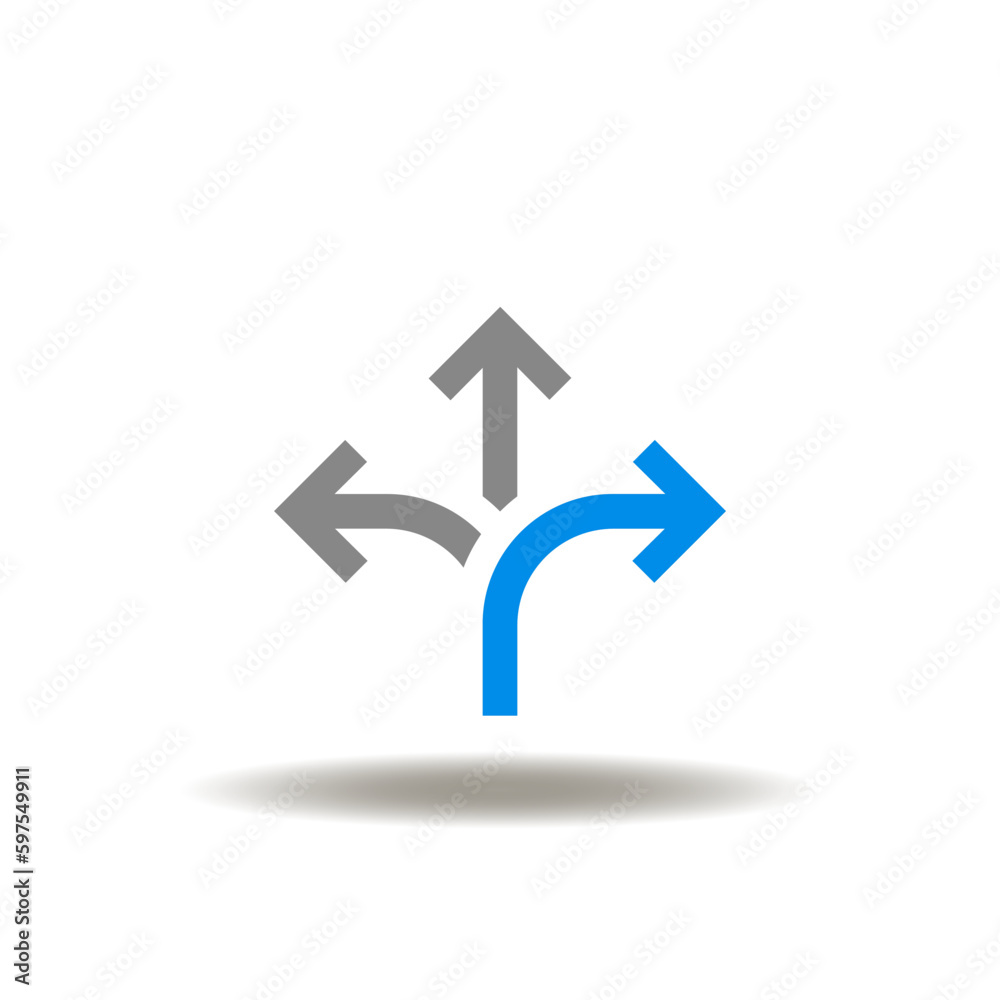 Vector illustration of arrows directional forward, left, right. Icon of ...