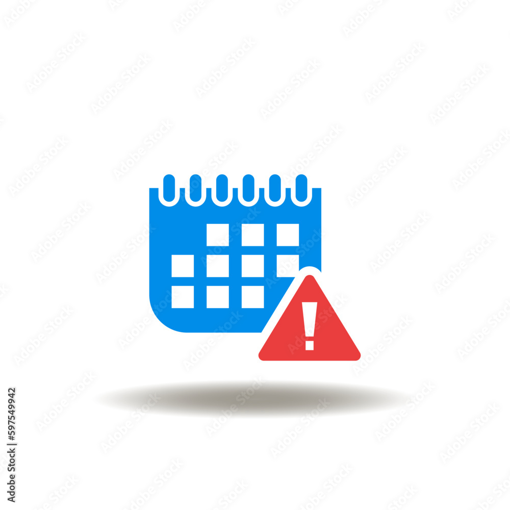 Vector illustration of calendar with attention sign. Icon of deadline ...