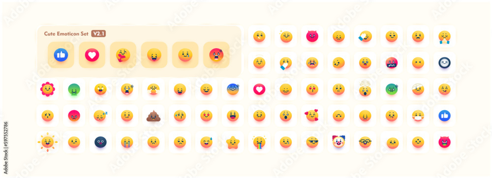 cute emoji modern emoticon set Stock Vector | Adobe Stock