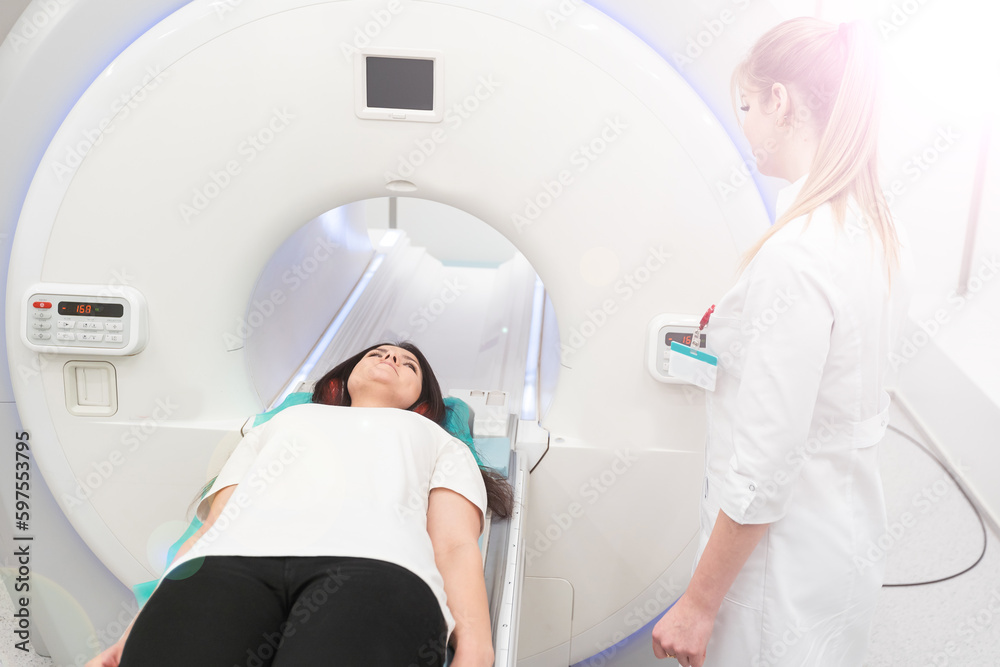Medical CT or MRI Scan with a patient in the modern hospital laboratory ...
