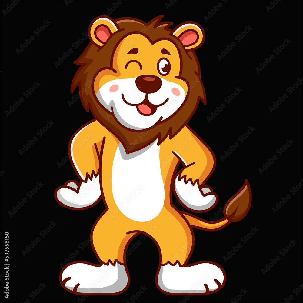 Cute And Funny Lion Mascot Logo Vector illustration Artwork Stock ...