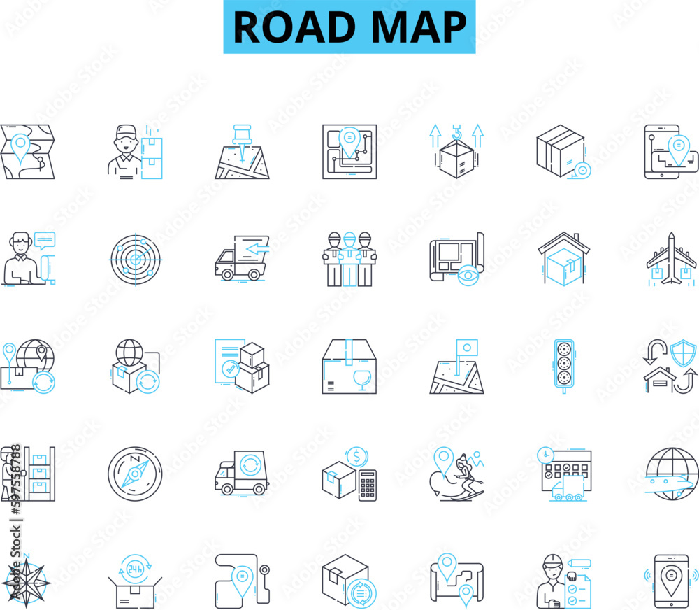 Fototapeta mapa świata dla dzieci Road map linear icons set. Navigation ... Fototapeta mapa świata dla dzieci Road map linear icons set. Navigation ...