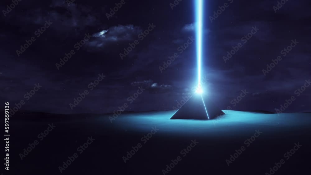 Pyramid Projecting a Laser Light Beam into the Sky Stock ビデオ | Adobe Stock