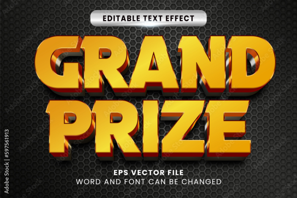 Premium gold grand prize vector text effect Stock Vector | Adobe Stock