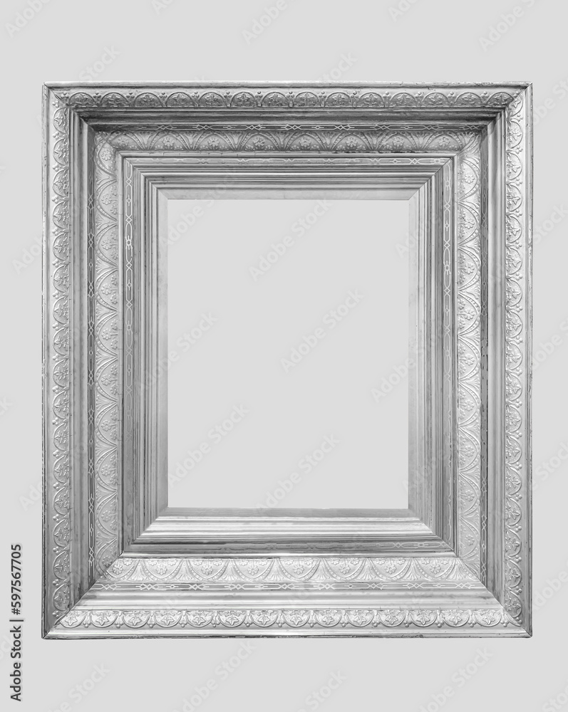 Silver white metallic frame broad wide classical gallery art luxury ...