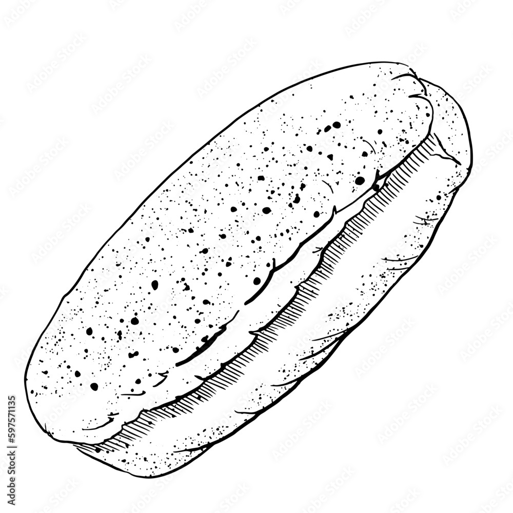 Graphic drawing of a bread product. Baton for printing on the packaging ...