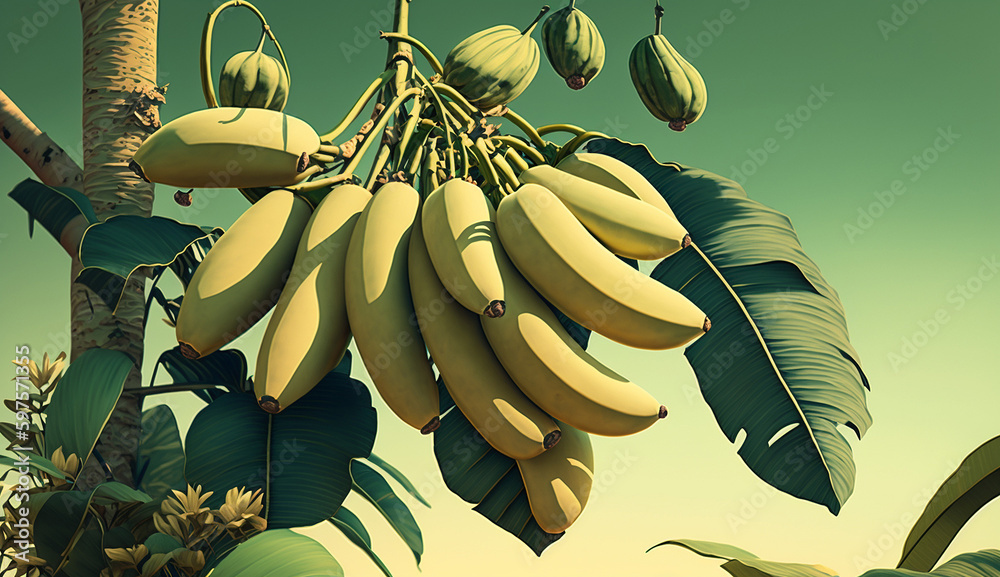 Banana tree with ripe banana animation photo AI Generated Stock ...