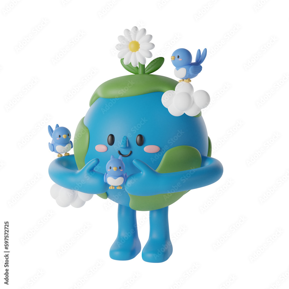 Cute Earth 3d Illustration Stock Illustration | Adobe Stock