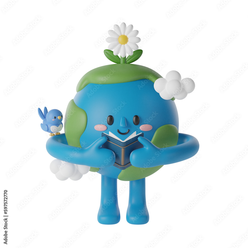 Cute Earth 3d Illustration Stock Illustration | Adobe Stock