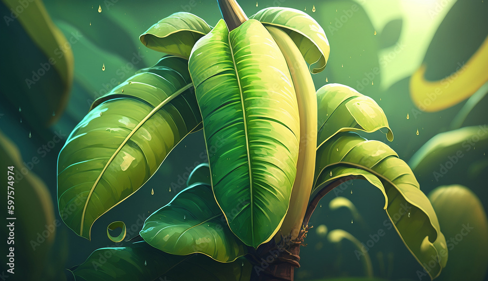 Banana tree with ripe banana animation photo AI Generated Stock ...