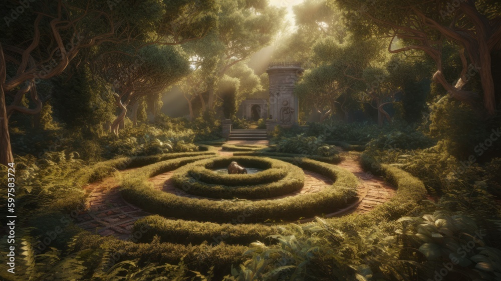 Get Lost in the Stunning Garden Labyrinth: Cinematic, Hyper-Detailed ...