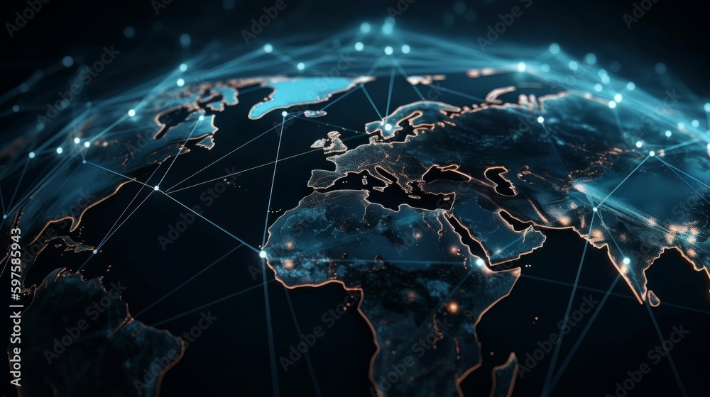 Futuristic cyber earth background digital world. Al generated Stock ...