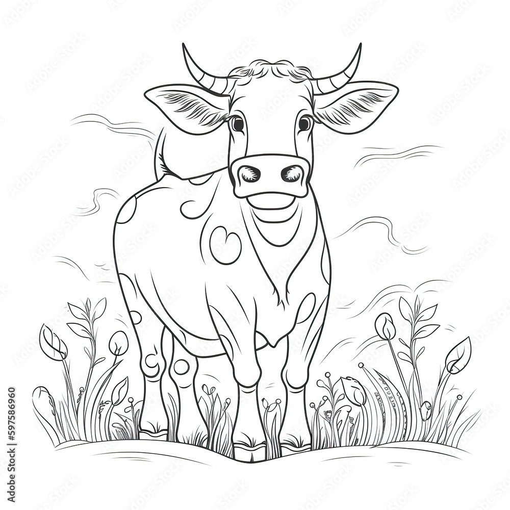 Kids coloring page of a cow in the farm that is blank and downloadable ...