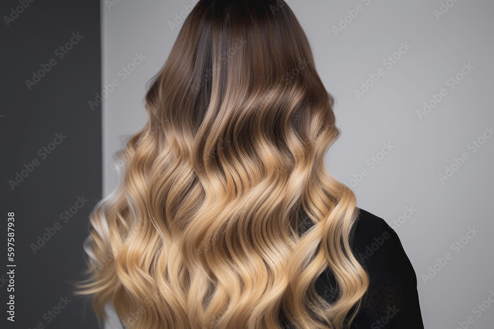 Woman from the back with balayage ombre hair dye technique, featuring a ...