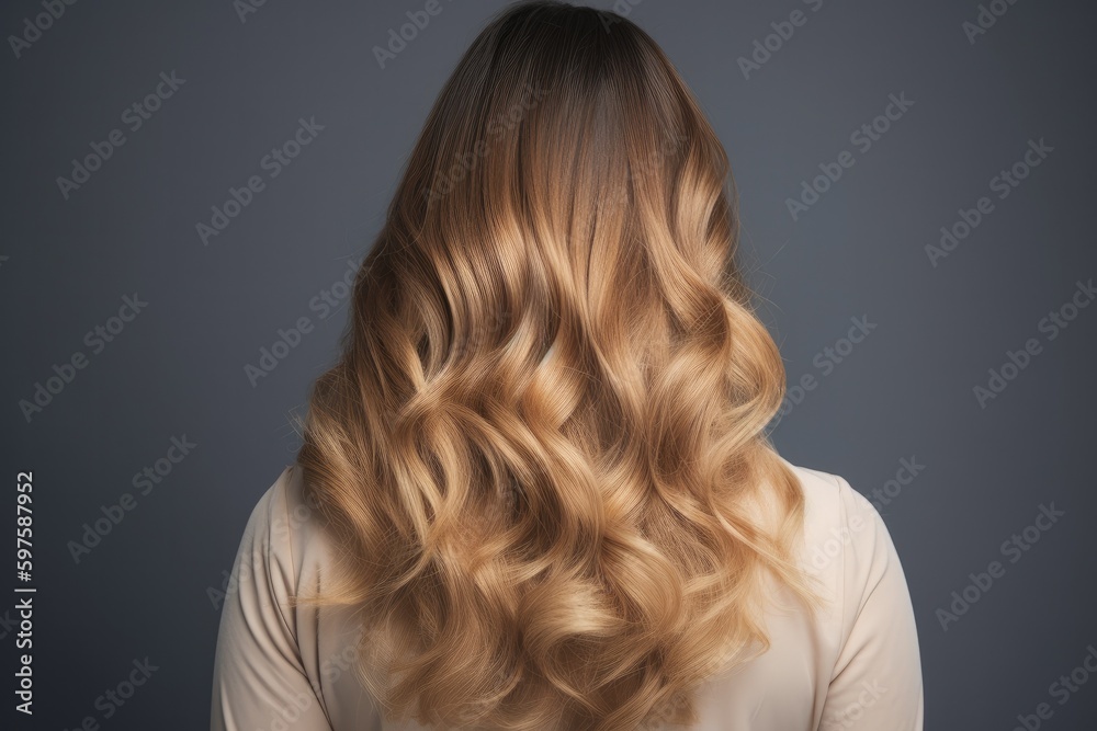 Woman from the back with balayage ombre hair dye technique, featuring a ...