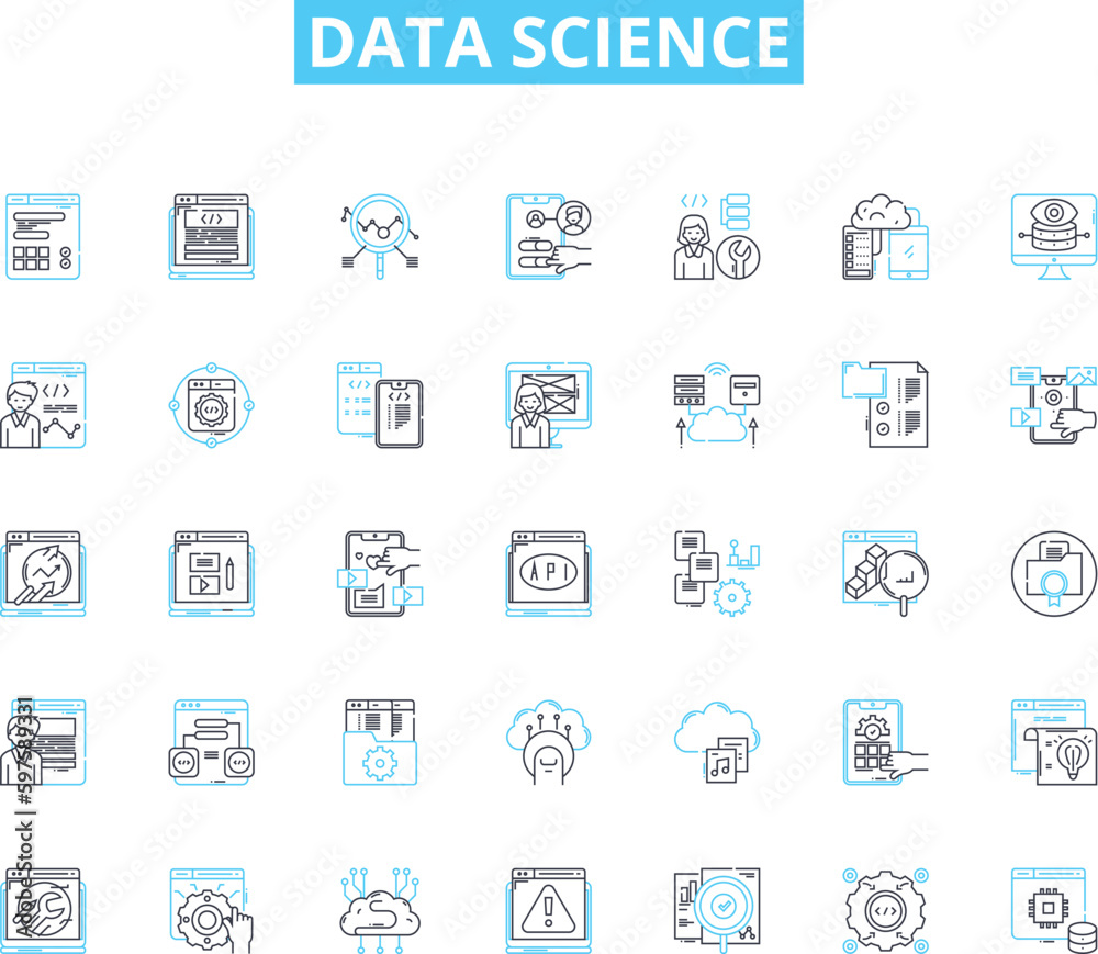 Data Science Linear Icons Set Analytics Algorithms Big Data Clustering Correlation Data