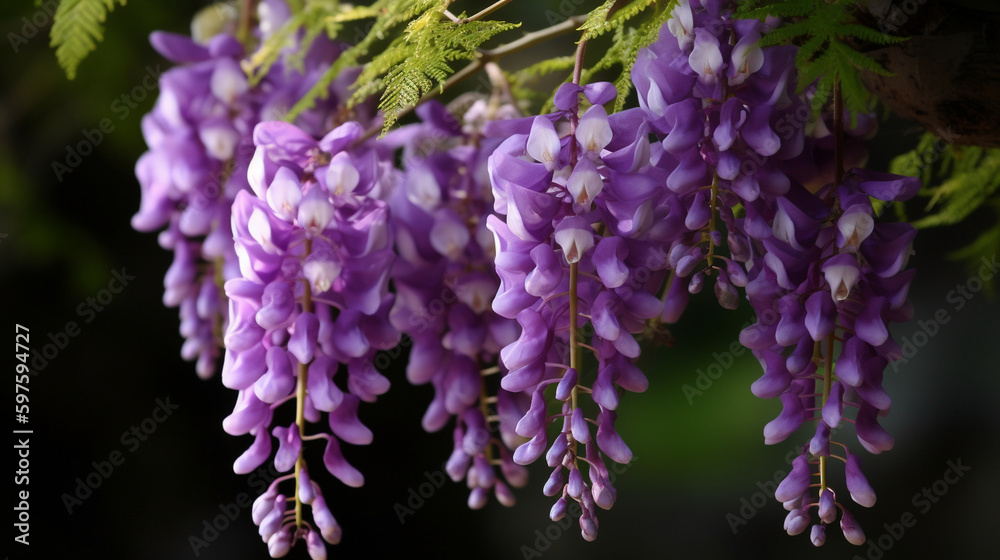 Purple wisteria flowers are magnificent and impressive. They have a ...