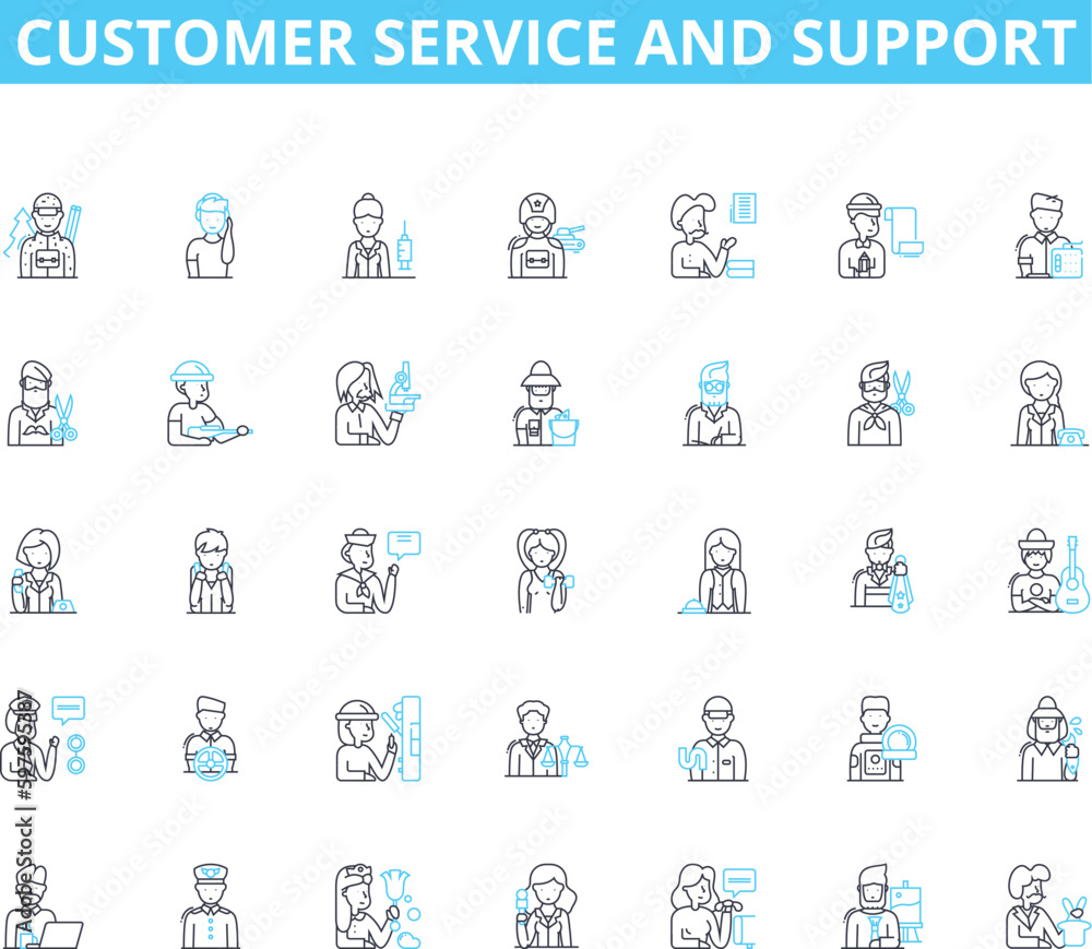 Customer service and support linear icons set. Satisfaction, Empathy ...