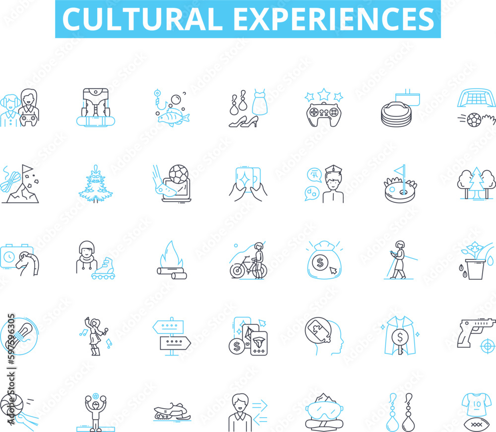 Cultural experiences linear icons set. Diversity, Immersion, Tradition ...