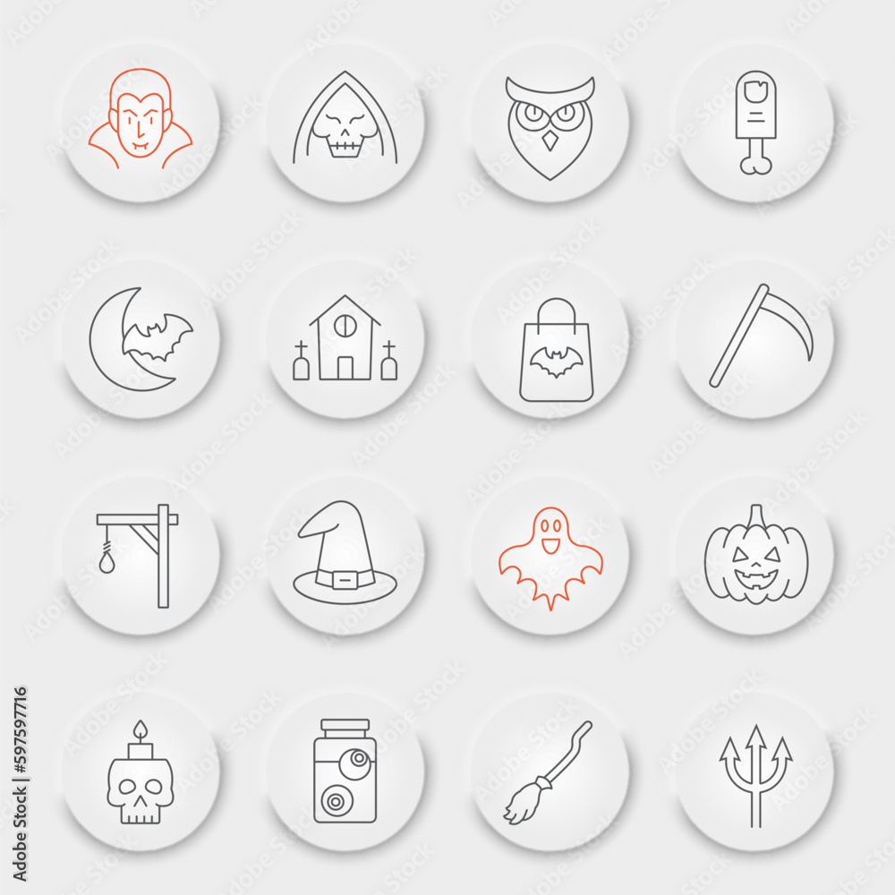 Halloween line icon set, horror symbols collection, vector sketches ... Halloween line icon set, horror symbols collection, vector sketches ...