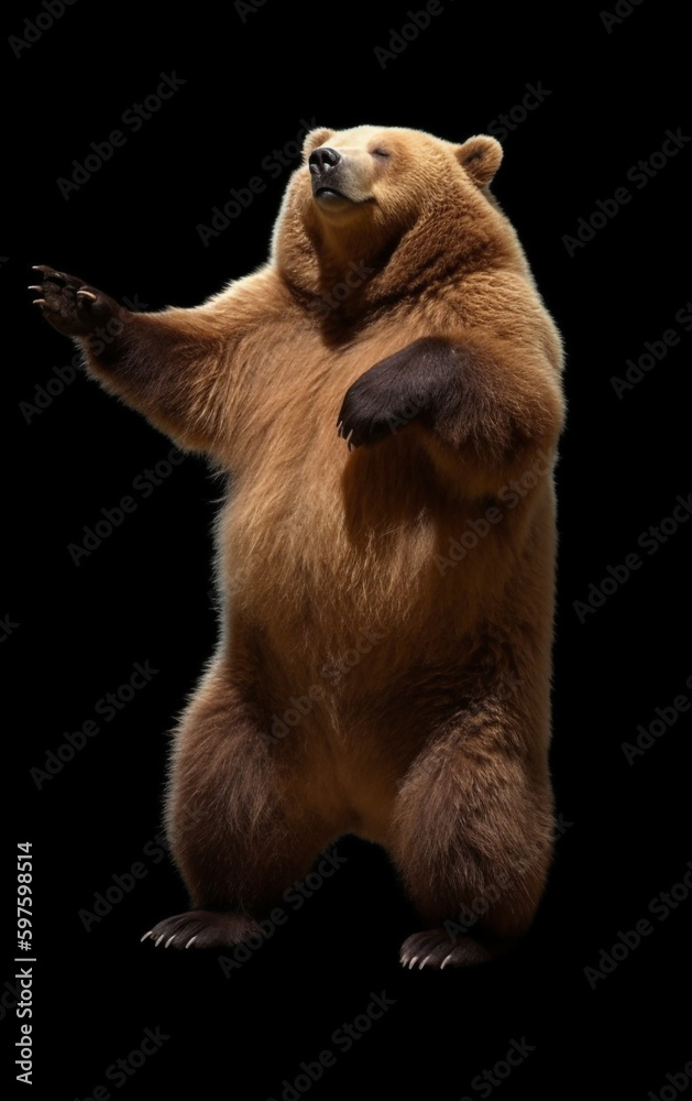 Cute funny brown bear dancing isolated. Happy fuzzy bear. Ai generative ...
