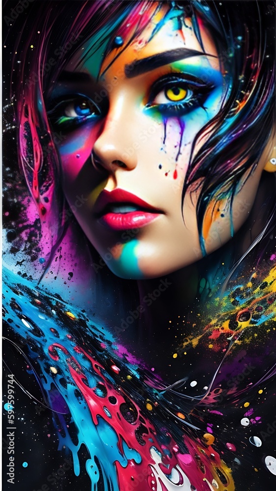 biopunk beautiful woman in frame, detailed symmetric beautiful hazel ...