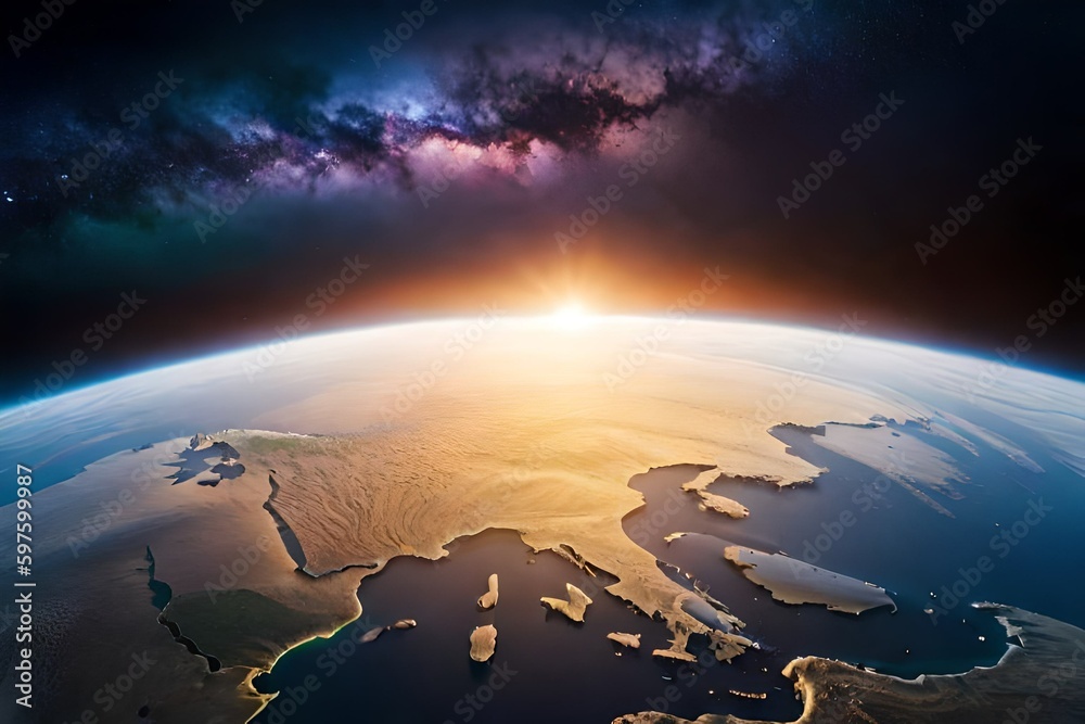 sunrise over the earth Ai Generative Stock Illustration | Adobe Stock
