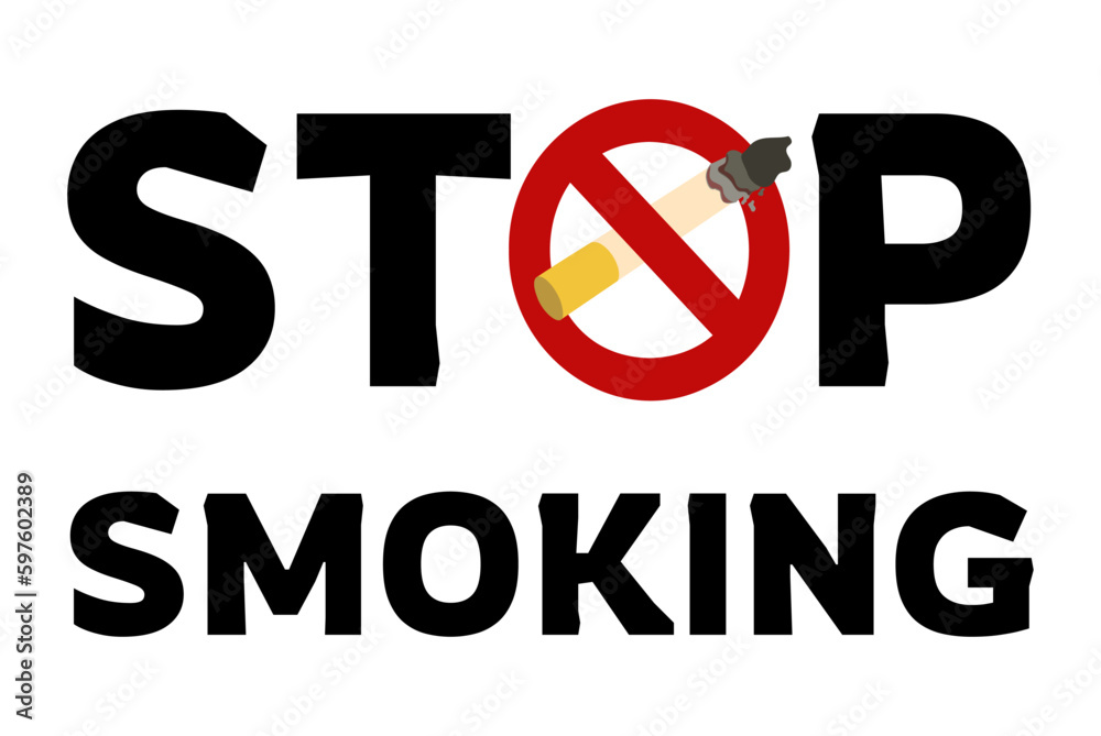 Vetor de Stop smoking poster with crossed out cigarette and bold ...