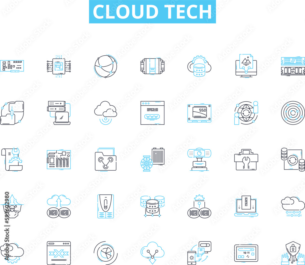 cloud tech linear icons set. Virtualization, Infrastructure, Computing ... cloud tech linear icons set. Virtualization, Infrastructure, Computing ...