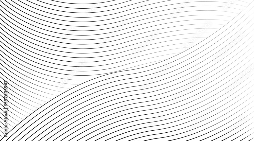 Vetor de Abstract Black lines pattern background, two different curve lines in one frame, vector ...
